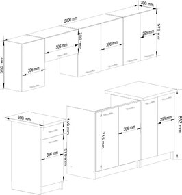 Kuchynská linka OLIWIA 2.4 m bílá