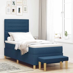 Postel s boxspringem s čelo Modrá 200 x 90 cm textil 3344190