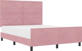 Postel s boxspringem s čelo Růžová 140 x 190 cm samet 3344878