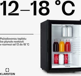 Klarstein Brooklyn 42, mini lednice, energetická třída F, skleněné dveře, LED, police