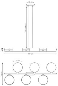 Lustr na lanku DRUMZ 6xE14/10W/230V černá/šedá