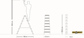 Hliníkové štafle 2x7 stupňů oboustranné DRABEST DD7 PRO