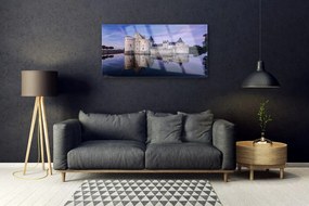 akrylový obraz Hrad Voda Architektura 100x50 cm