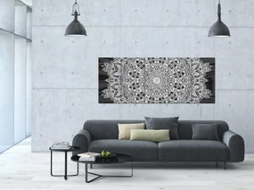 Pětidílný obraz mandala černobílá Velikost (šířka x výška): 150x60 cm