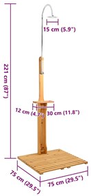 vidaXL Dřevěná zahradní sprcha