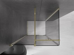 Mexen Velar, sprchový kout s posuvnými dveřmi 100 x 80 cm, 8mm šedé sklo, zlatá lesklá, 871-100-080-41-50