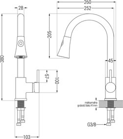 Mexen Pablo granitový dřez 1-komorový s odkapávačem a kuchyňskou baterií Elia, černý - 6510-77-670101-50