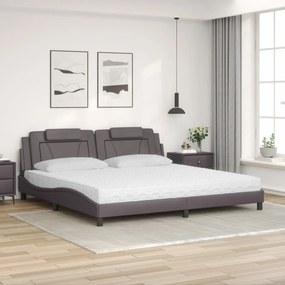 Postel Viana s matrací šedá 200 x 200 cm umělá kůže 3208820