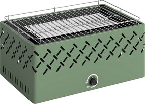 Outsunny gril na dřevěné uhlí 45,5x29x21 cm s integrovaným ventilátorem, nastavitelnou teplotou a miskou na uhlí, světle zelený