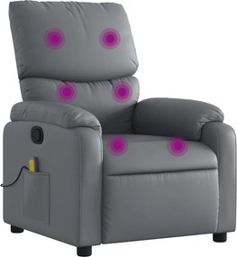 Masážní polohovací křeslo šedé, umělá kůže 3206118