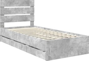 Rám postele s čelo Betonově šedá 90 x 200 cm Inženýrské dřevo 3411860