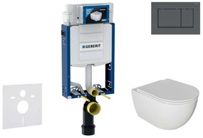 Geberit Kombifix - Set předstěnové instalace, klozetu Oudee a sedátka softclose, tlačítko Sigma20, matná černá/černá SANI15CA5104