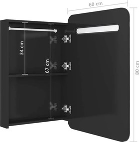 LED koupelnová skříňka se zrcadlem zářivě černá 60 x 11 x 80 cm 326504