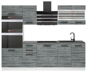 Kuchyňská linka Belini Premium Full Version 240 cm šedý antracit Glamour Wood s pracovní deskou TRACY