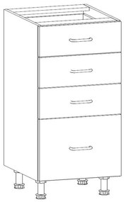 Nejlevnější nábytek MISAEL dolní skříňka D40S4, korpus bílý, dvířka borovice andersen