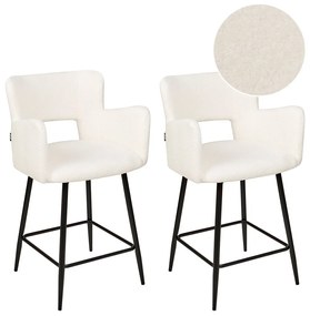 Sada 2 buklé barových židlí bílé SANILAC Beliani