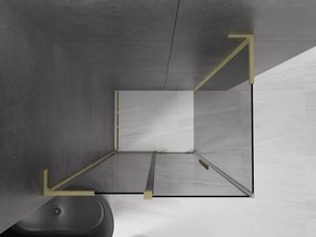 Mexen Velar L, sprchový kout s posuvnými dveřmi 110 x 80 cm, 8mm šedé sklo, zlatá matná, 871-110-080-43-55