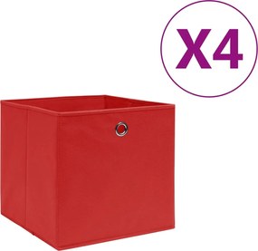 vidaXL Úložné boxy 4 ks netkaná textilie 28 x 28 x 28 cm [325188] Barva: Červená