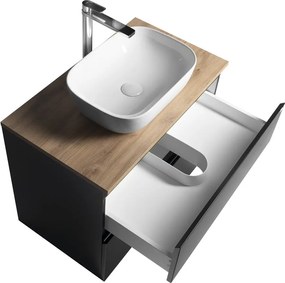 Aqualine Aqualine, ALTAIR skříňka s deskou 78,5 cm, černá mat/dub emporio, AI680-01