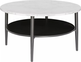 Konferenční stolek Ella 80 cm bílý mramor/černý