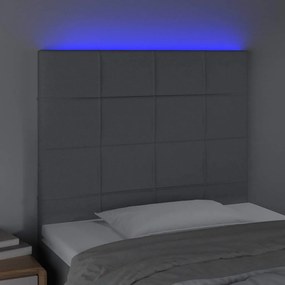 Čelo postele s LED světle šedé 100x5x118/128 cm textil 3122414