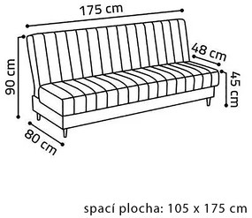 Pohovka KLARA MINI | 175 cm | rozkládací + úložný prostor | VÝBĚR TKANIN