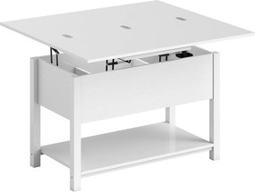 HOMCOM výškově nastavitelný a vysouvací konferenční stolek, stolek do obývacího pokoje se skrytým prostorem, otevřená police, 100x45x50,5 cm, bílá