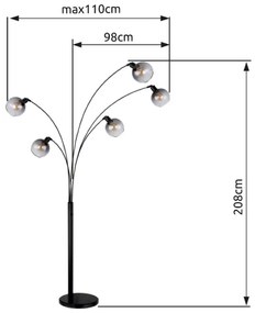 Globo 58228NBS - Stojací lampa SEYMOUR 5xE27/40W/230V kouřová