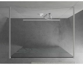 Mexen Kioto, průchozí sprchová zástěna 100 x 200 cm, 8mm sklo čiré/bílý vzor, 2x bílá stabilizační rozpěra, 800-100-002-20-85