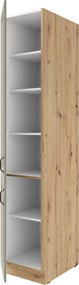 STILO ac | vysoká skříňka 40 DK-210 2F potravinová s policemi | 40 cm | UNI dvířka | artisan/světle šedá