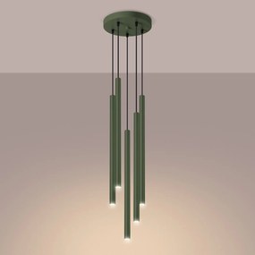 Sollux Lighting Závěsné svítidlo PASTELO 5P olivově zelené