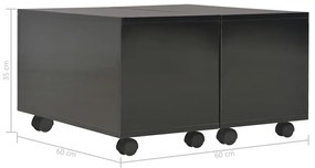 Konferenční stolek černý vysoký lesk 60x60x35 cm dřevotříska - Default Title