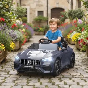AIYAPLAY Dětské elektrické auto, design Mercedes, 12V motory, dálkové ovládání, LED světla, hudba, pro děti 3-6 let, šedá