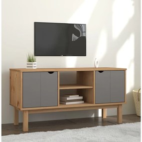 TV skříňka OTTA hnědá a šedá 113,5x43x57 cm masivní borovice