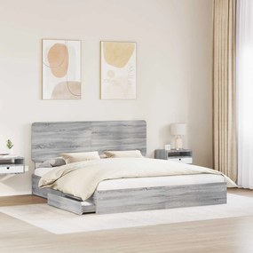 Postel s úložným prostorem se zásuvkou Šedá Sonoma 180 x 200 cm 3412663