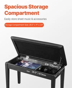 Duet Piano Keyboard Úložný prostor na lavici Polstrované sedátko Dřevěná toaletní