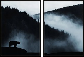 Obraz Plakáty V Rámu 53x73 cm Diptych Sada 2 obrazů Les Hory Puszcza P828
