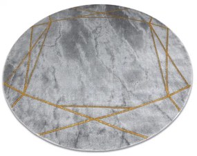 Kulatý koberec EMERALD 1022 Luxusní moderní geometrický šedý zlatý Rozměr: průměr 200 cm