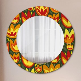 Kulaté dekorativní zrcadlo Retro tulipány fi 50 cm