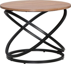 HOMCOM Kulatý konferenční stolek v průmyslovém stylu s černým kovovým rámem a dřevěným vrchem - dim. Ø 60 x 46H cm
