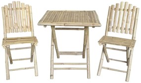 Přírodní bambusový set stolek a 2 židle Bamboo Lyon - 70*70*75 cm