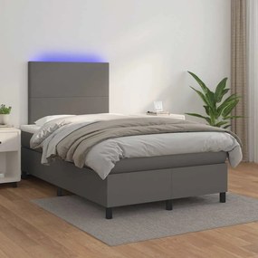 Box spring postel s matrací a LED šedá 120 x 190 cm umělá kůže 3270285