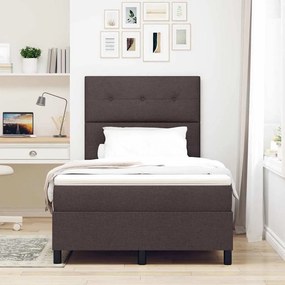 Postel s boxspringem s čelo Tmavě hnědá 120 x 190 cm textil 3339374