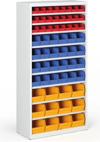 Regál s plastovými boxy BASIC se zadní stěnou - 1800 x 400 x 920 mm, 24xA,24xB,12xC