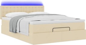Osmanská postel s matrací &amp; LEDs Cream 140x190 cm Látka 3312476