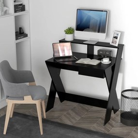 Costway Počítačový stůl ve tvaru X se zásuvkou a monitorem, černý