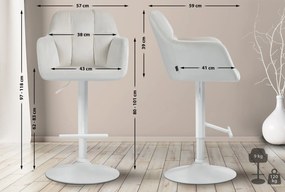 Barová židle Natoma samet bílá konstrukce – krémová