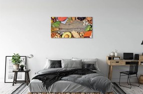 Obrazy na plátně Fazole brokolice avokádo ořechy 140x70 cm