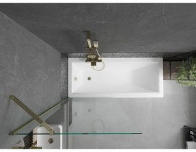 Mexen Next, vanová zástěna 1-křídlová 80 x 150 cm, fixní křídlo, 6 mm čiré sklo, zlatý profil, 895-080-000-00-00-50