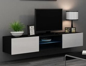 Moderní televizní stolek Igore 180 GLASS, černá/bílý lesk